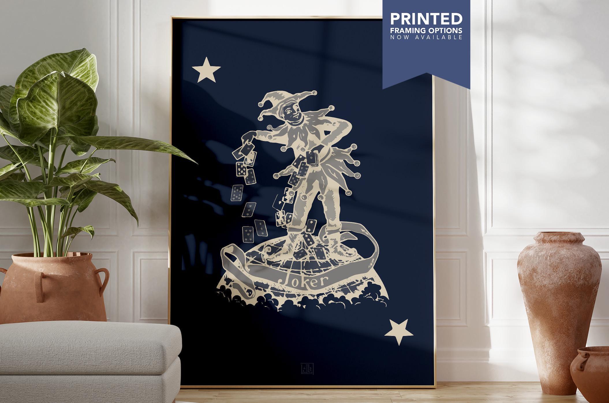 Navy Blue Joker Playing Card Poster Gifts for Jokers Fun Trendy Gallery ...