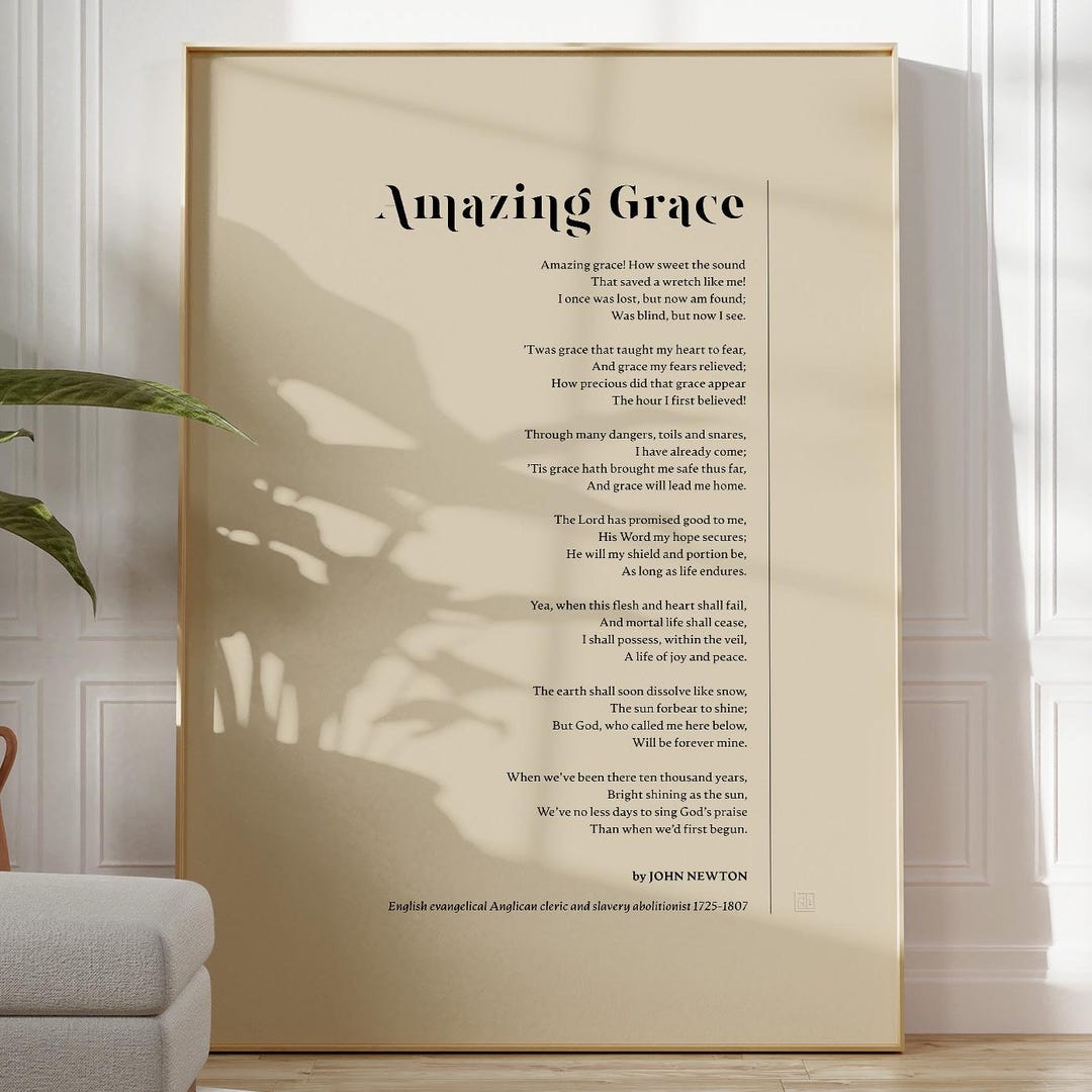 Amazing Grace Hymn Printable – Christian Wall Art (digital Print File ...