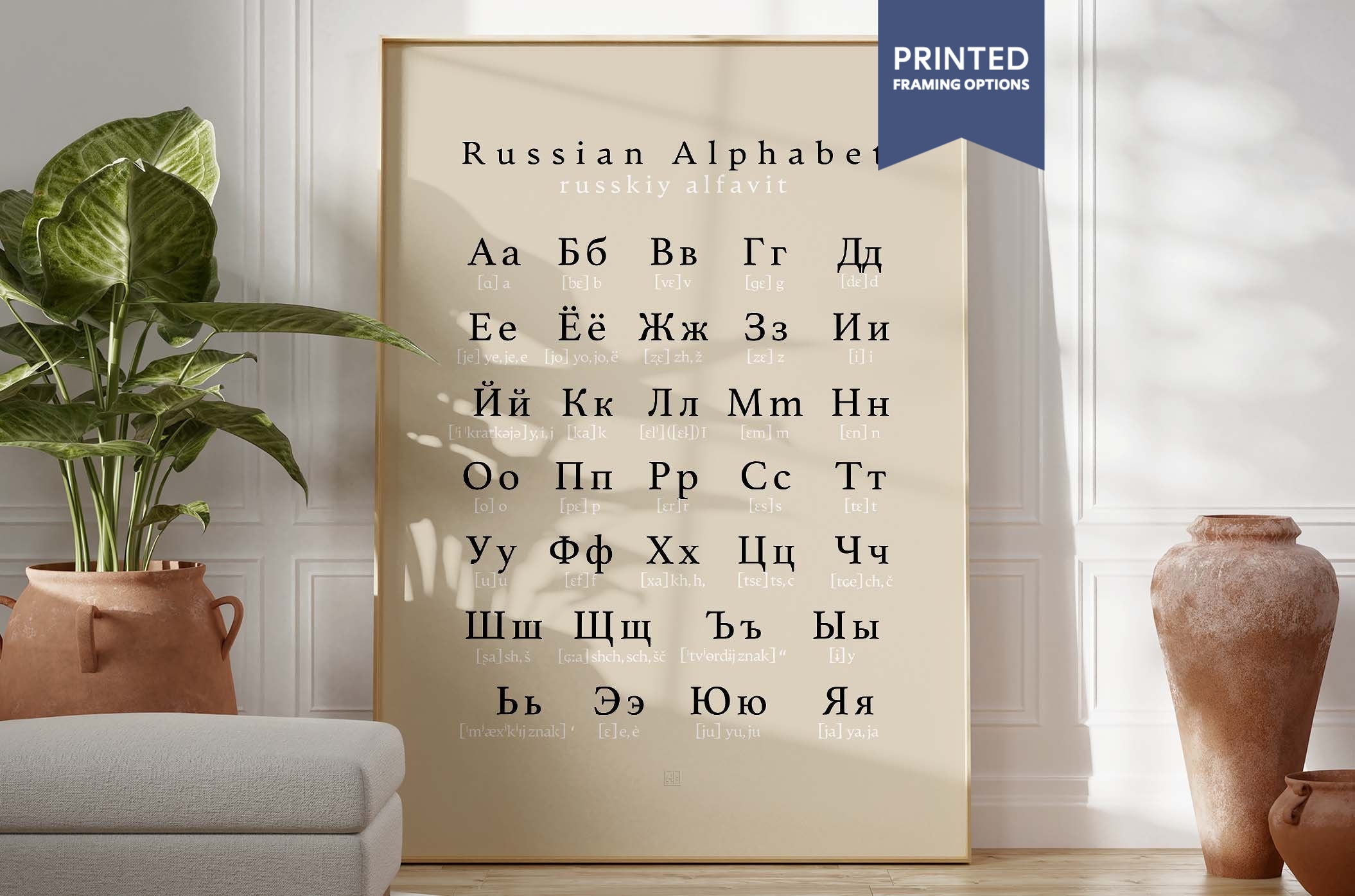 Russian Alphabet Chart Poster Russkiy Alfavit Cyrillic Language Student ...