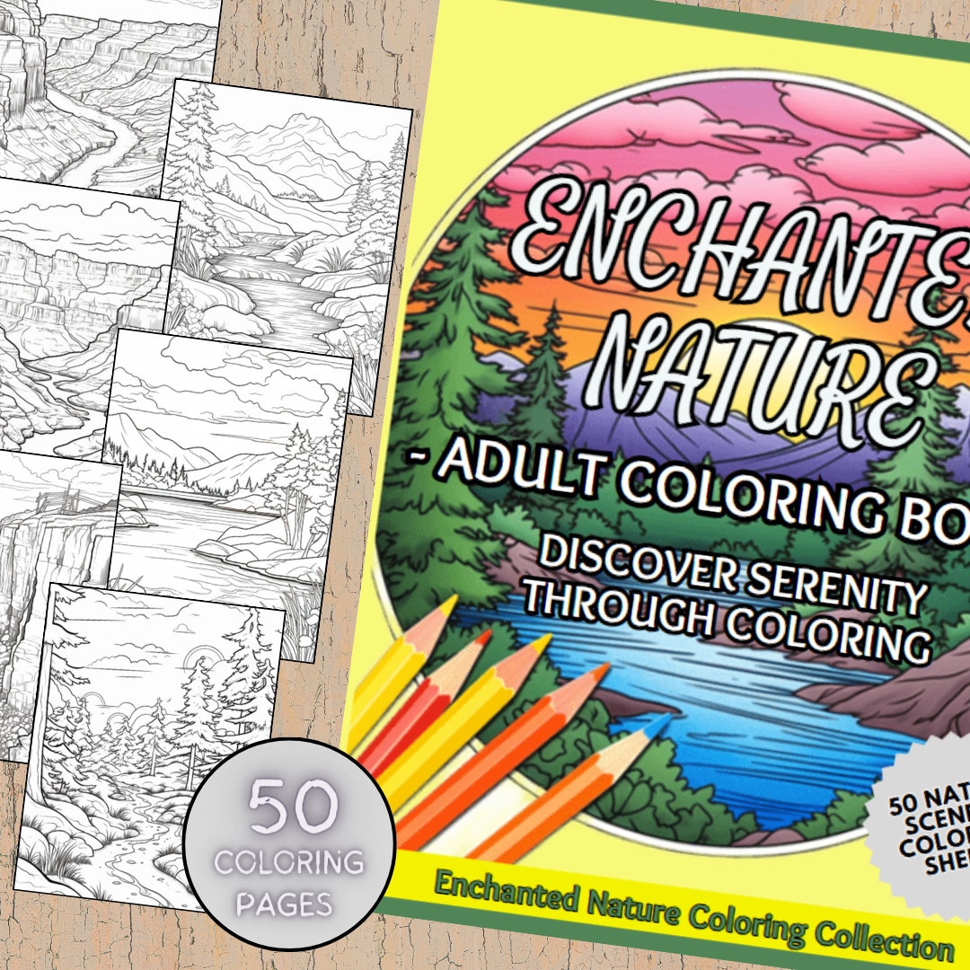 50 Nature Scenery Coloring Pages, Digital Download, Beautiful Landscape ...