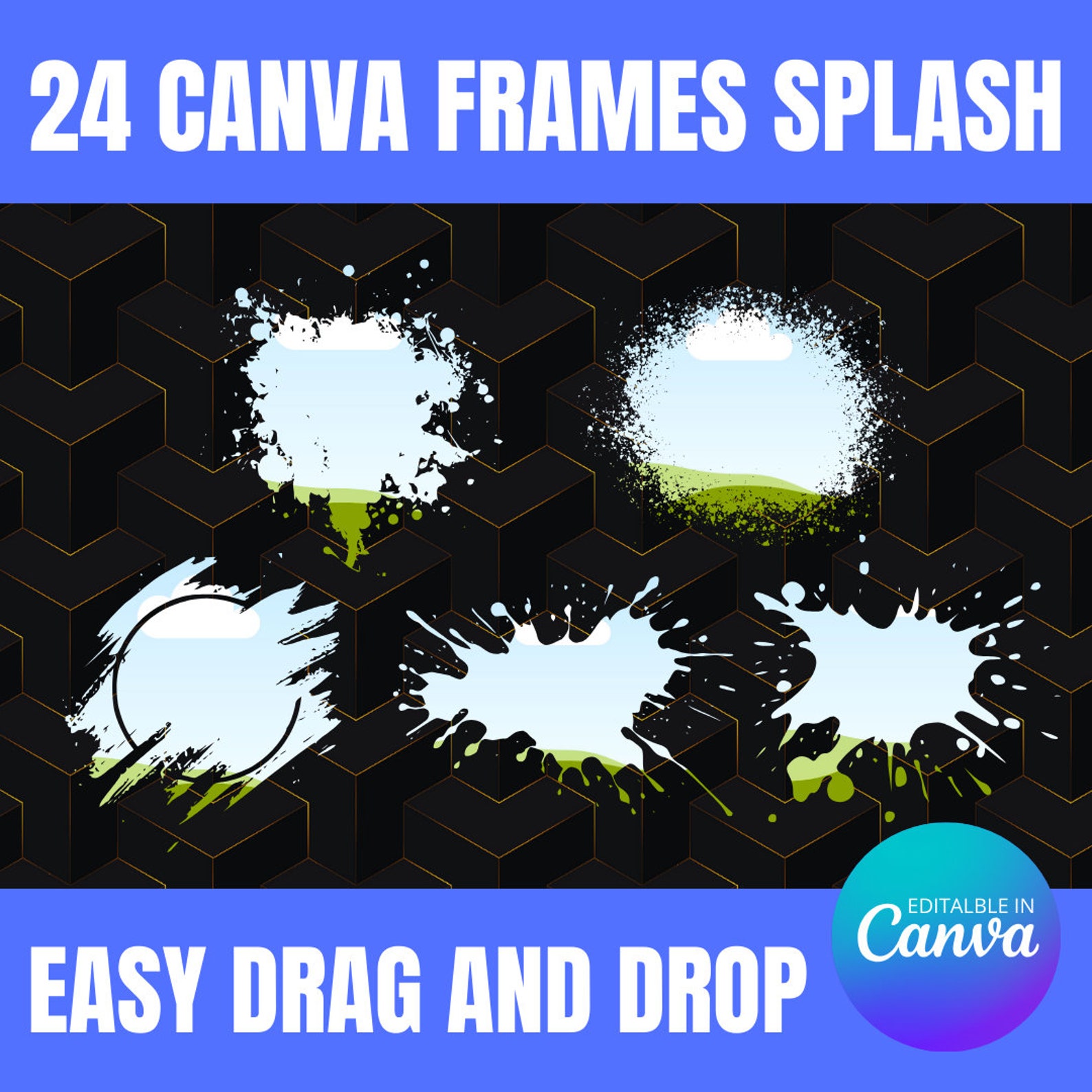24 Paint Splatter Canva Frames - Make Your Own Paint Spatter Png on ...