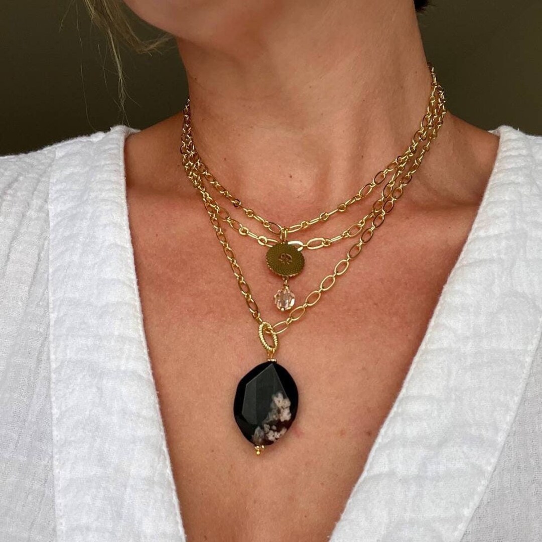 Chain Necklace, Gold Chain, Layered Necklace, 24K Plated Oval Chain ...