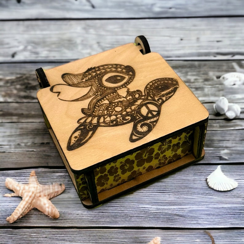 Stitch Riding A Sea Turtle Mandala Wooden Engraved Music Box, One of A ...
