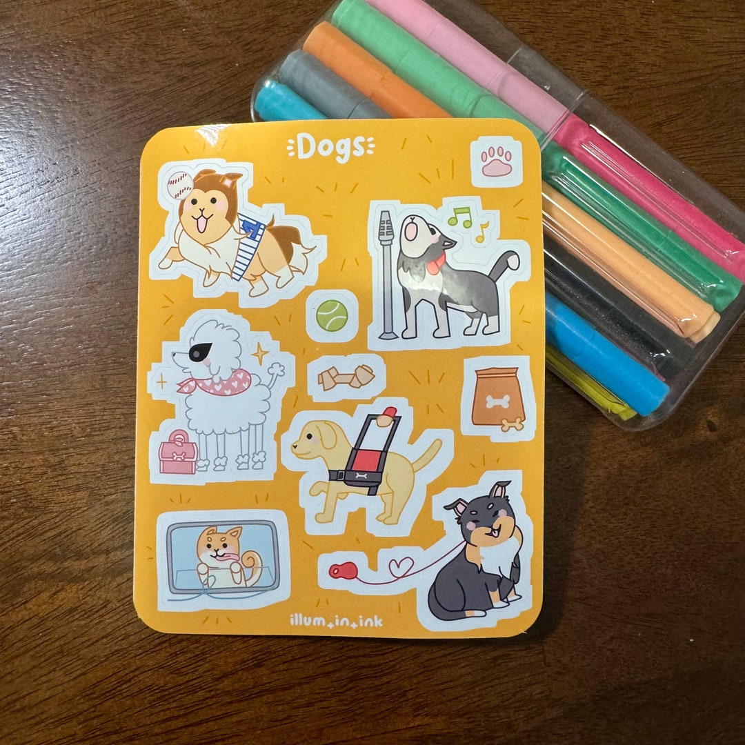 Dogs Sticker Sheet | Cute Stickers for Journals, Planners, Notebooks ...