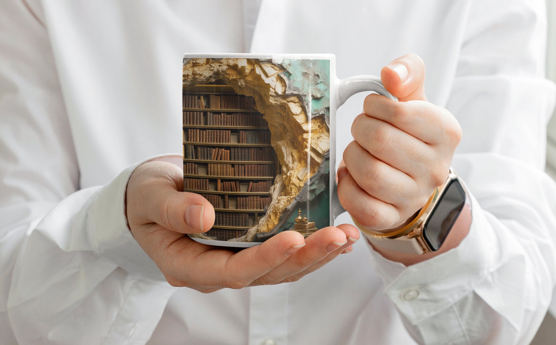 Unique 3D Bookshelf Coffee Mug - Quirky Literary Gift for Book Lovers ...