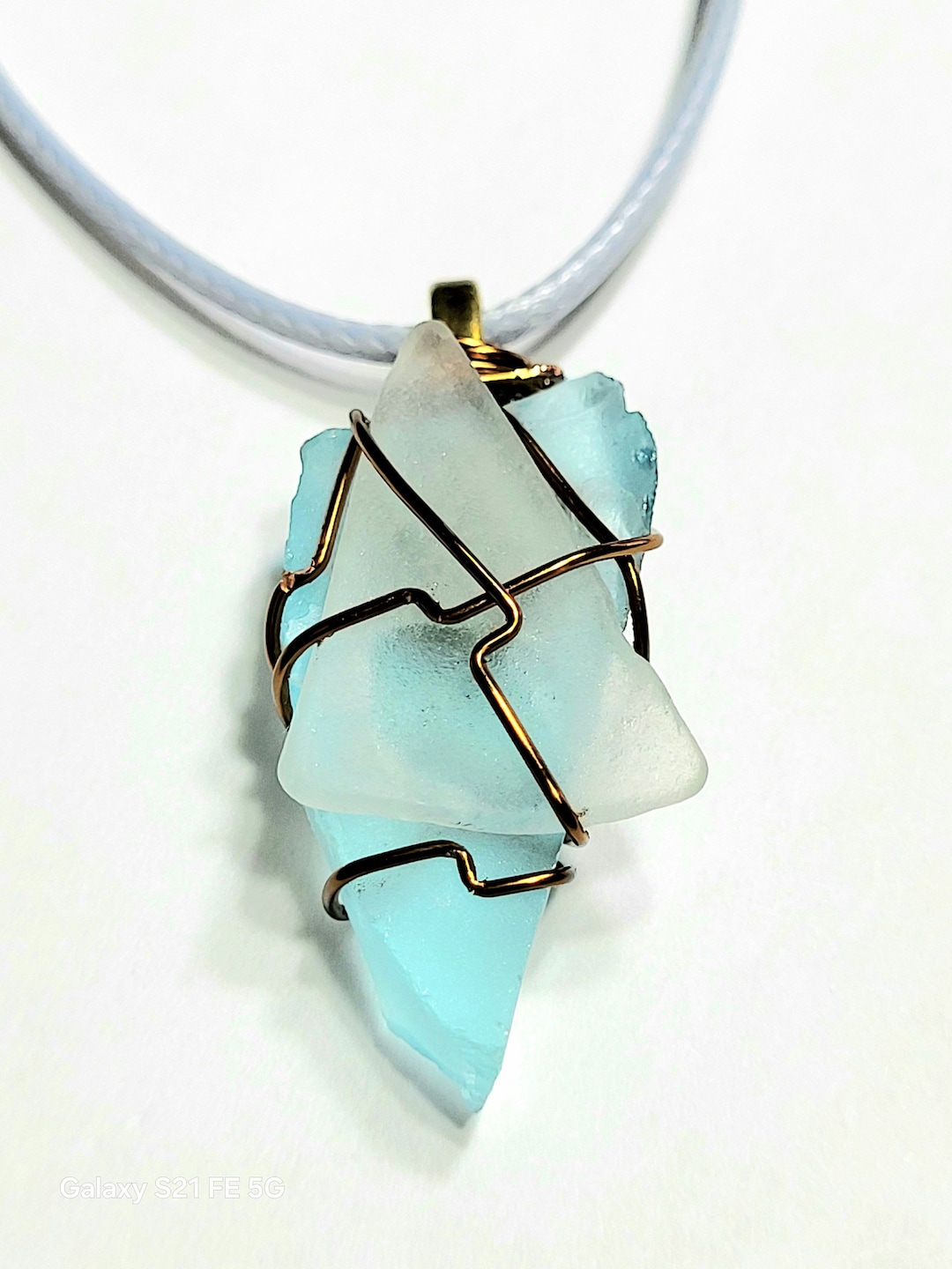 Wire Wrapped Sea Glass Pendant Necklace With Included Adjustable ...