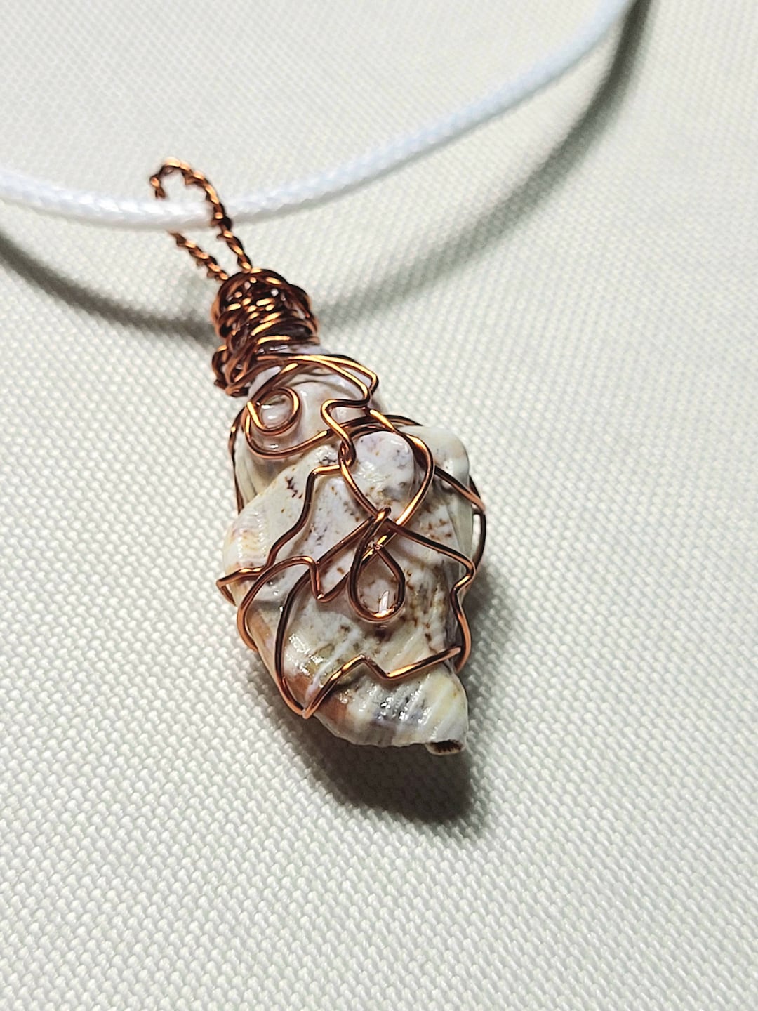 Wire Wrapped Sea Shell Pendant Necklace With Adjustable Necklace Cord ...