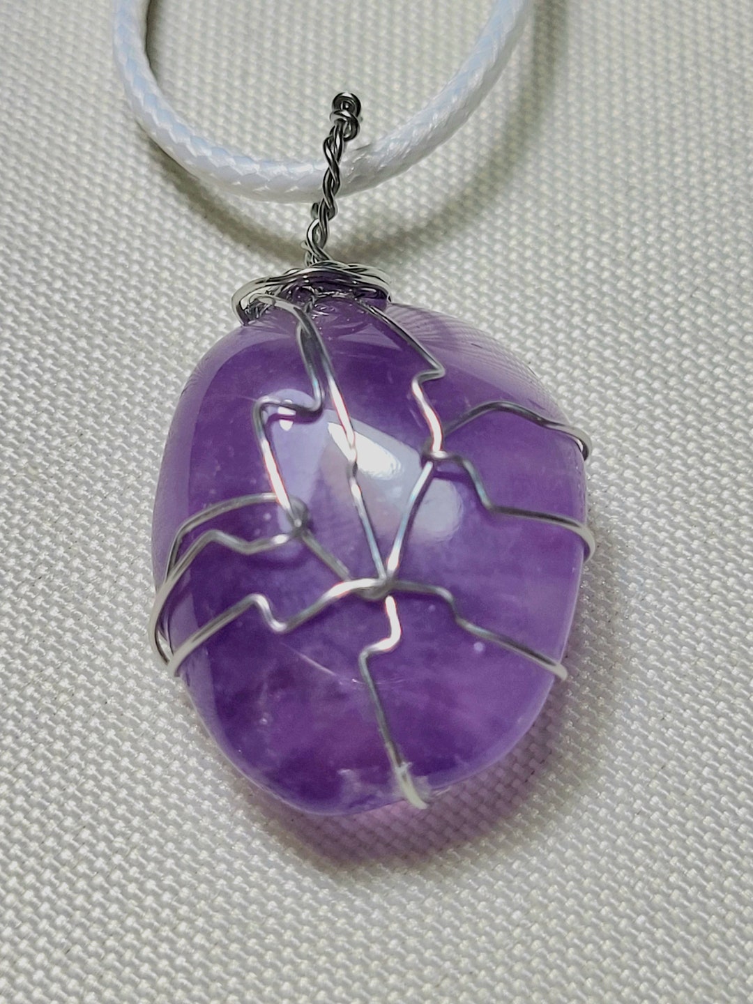 Wire Wrapped Amethyst Pendant Necklace With Included Adjustable ...