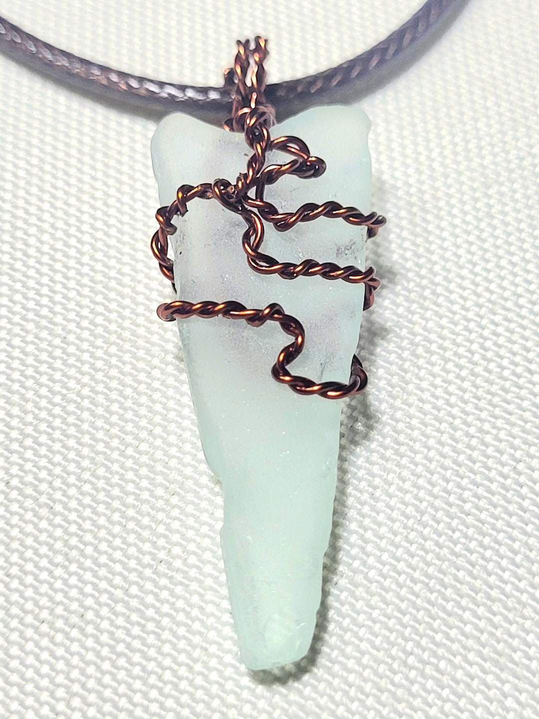 Unisex Wire Wrapped Sea Glass Pendant Necklace With Included Adjustable ...