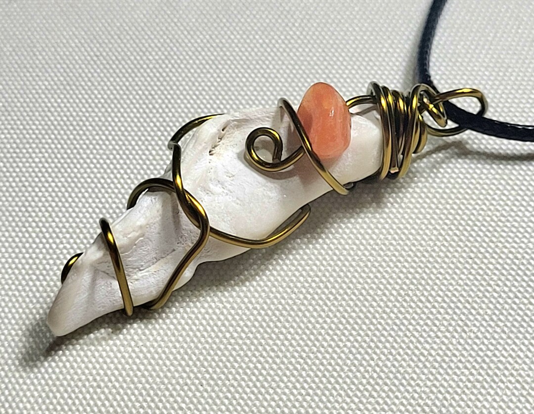 Wire Wrapped Sea Shell With Carnelian Nugget Unisex Pendant Necklace ...