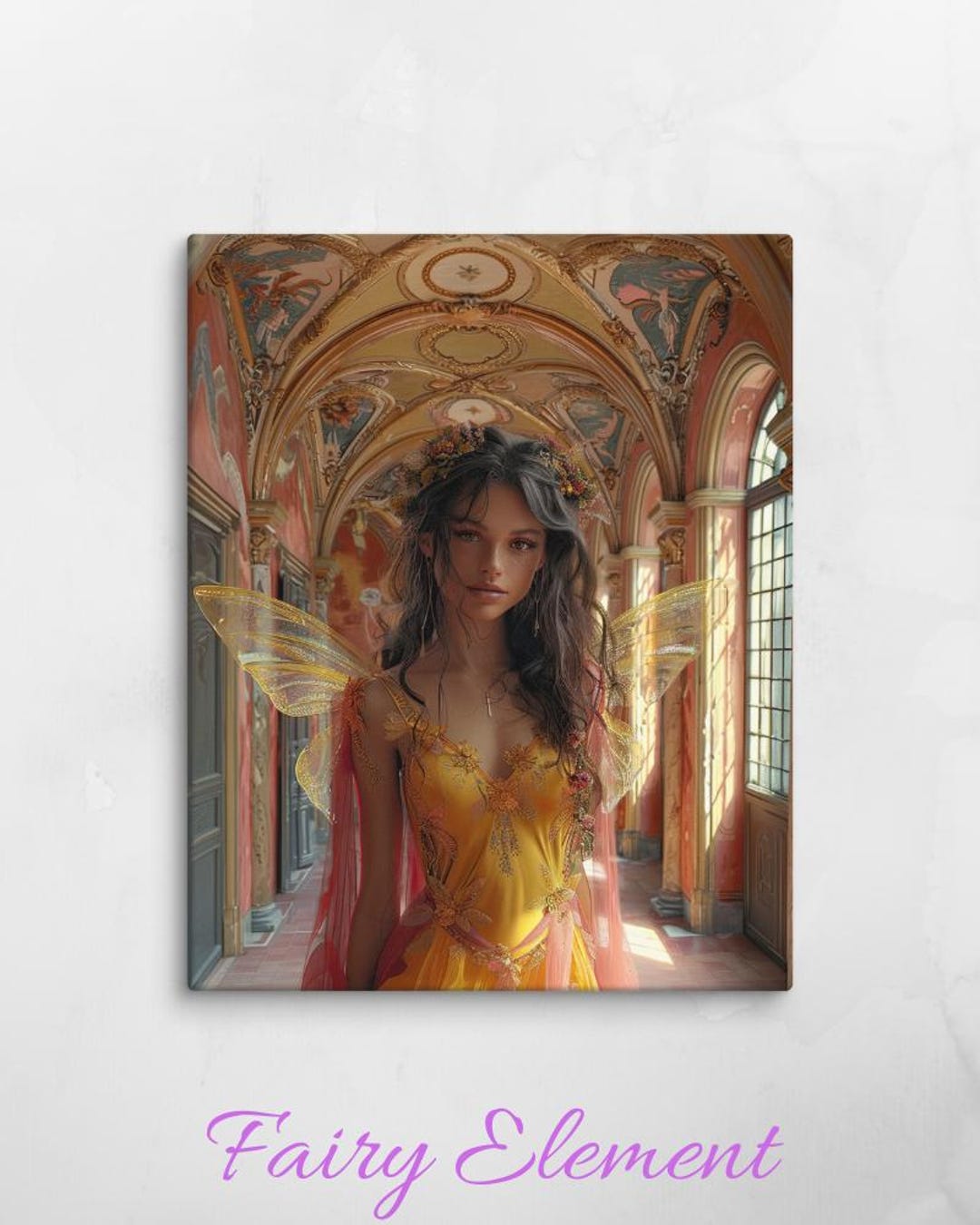 Fairy in Gold – Princess With Yellow Wings – Rich Fantasy Canvas Art ...