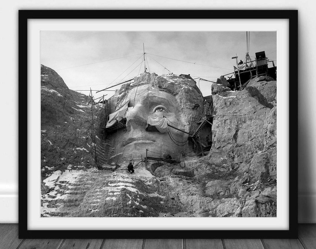 Mount Rushmore President Jefferson, Black and White Photo, Historical ...