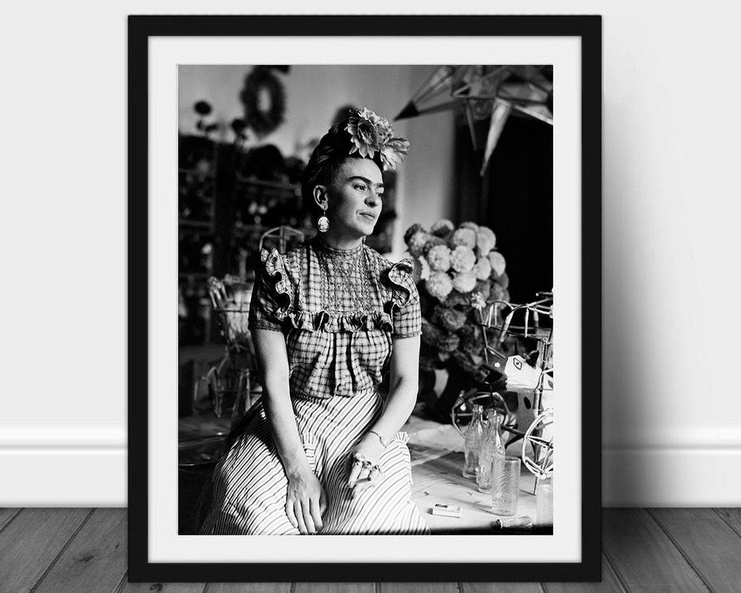 Frida Kahlo Painter on Her Birthday Portrait, Historical Black White ...