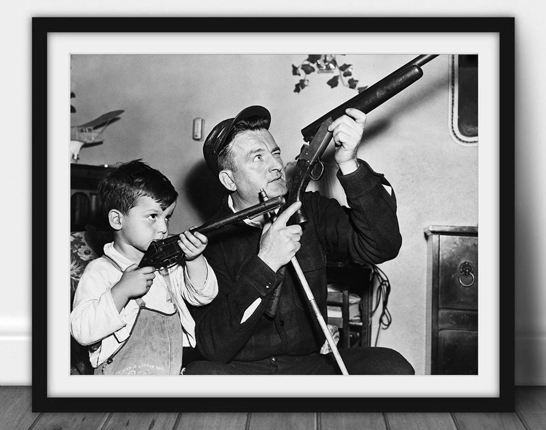 Father and Son Playing Toy Guns Love Relationship, Black and White ...