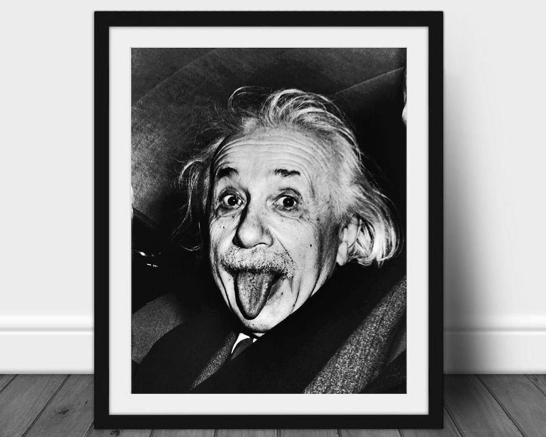 Albert Einstein Tongue Out Famous Portrait Black White Photo ...
