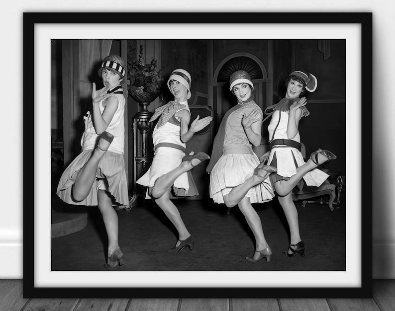 Flapper Girls Dance Performers, Black and White Photo, Vintage Wall Art ...
