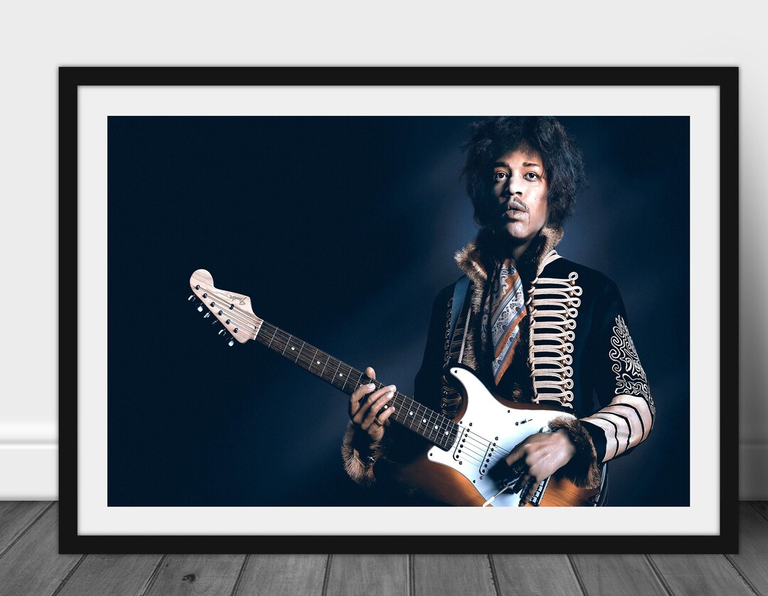 Jimi Hendrix Electrical Guitar Retro Star Colored Poster, Vintage Wall ...