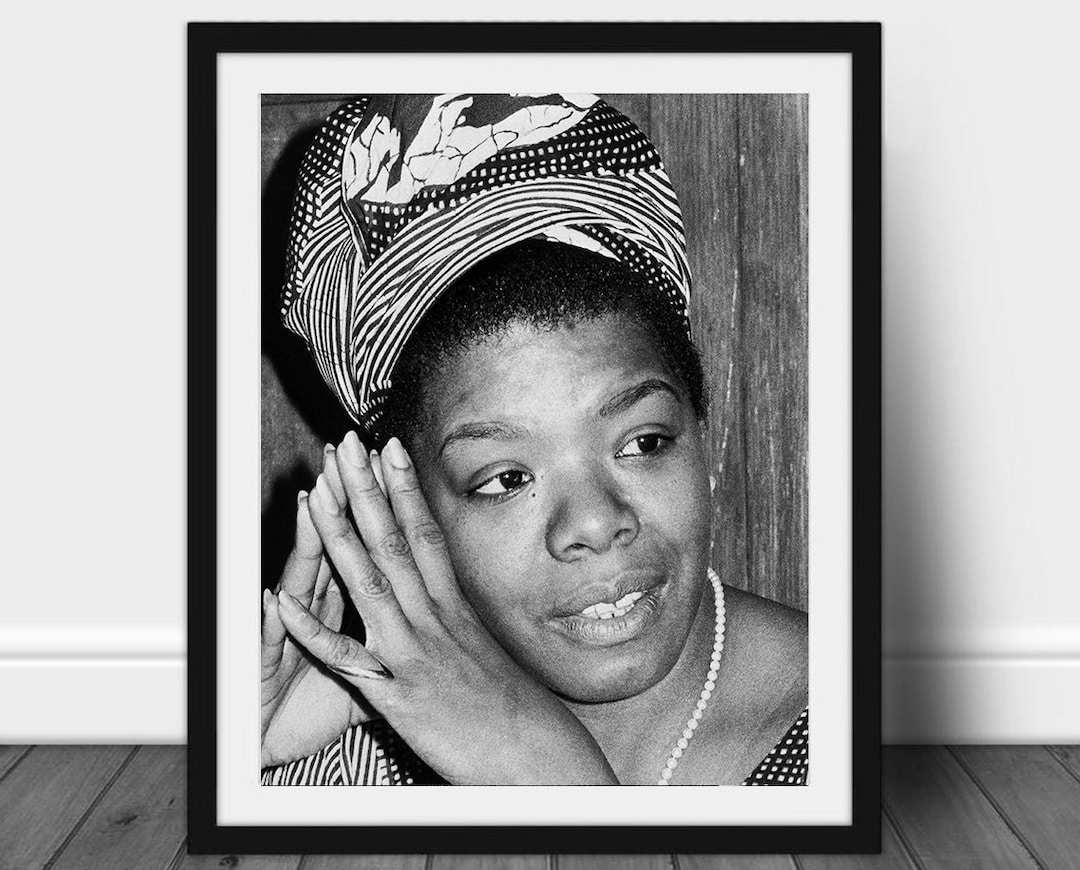 Maya Angelou American Poet Portrait, Black and White Photo, Historical ...