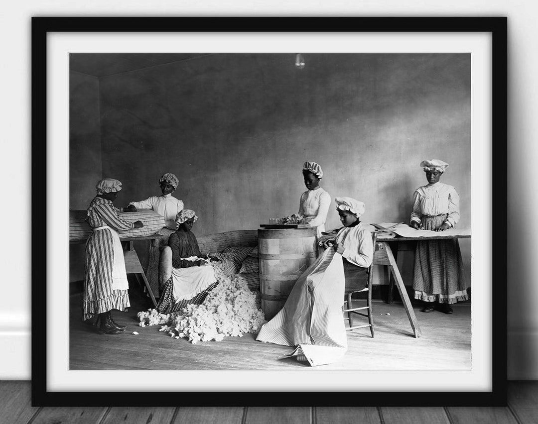 African American Cotton Factory Workers, Black and White Photo, Vintage ...