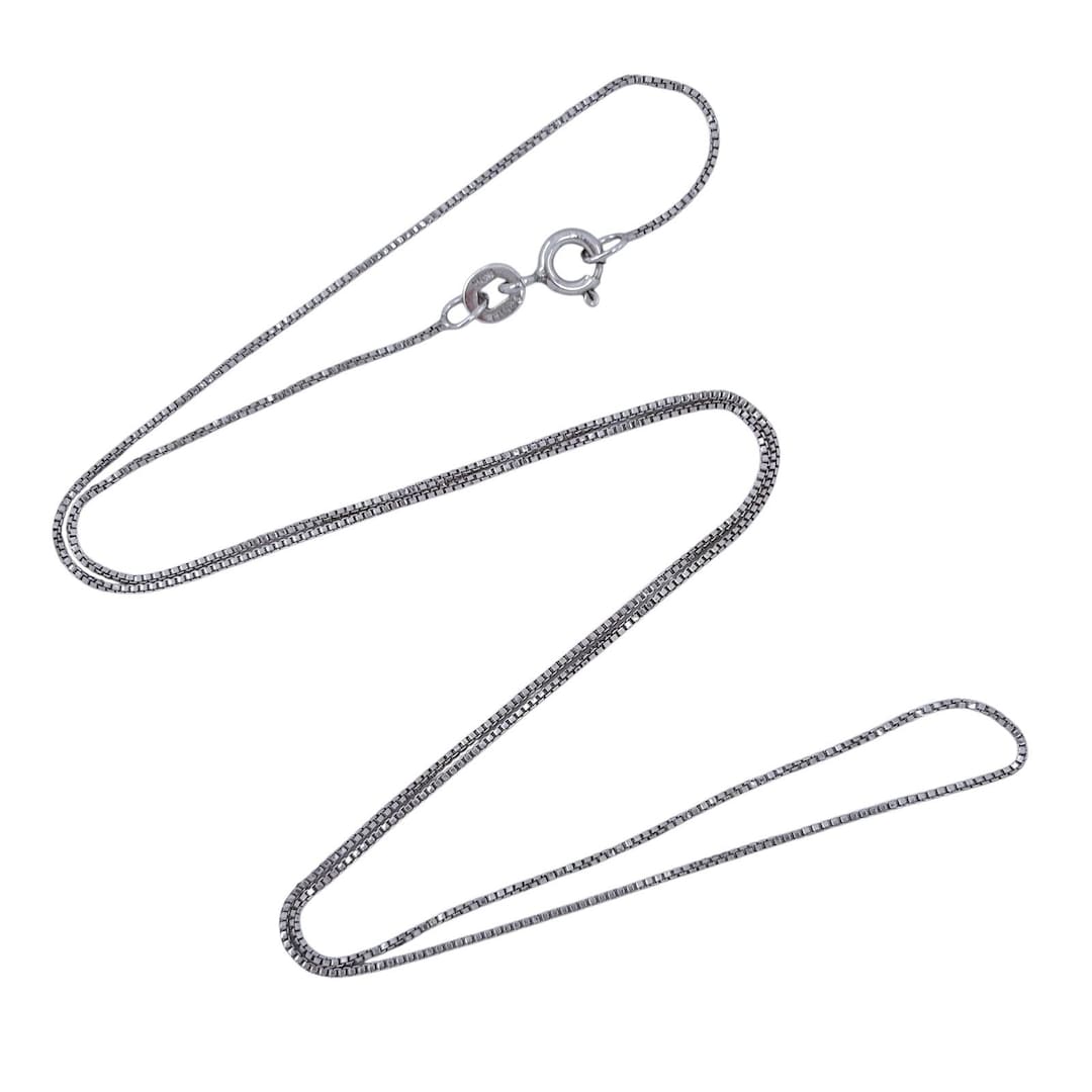 IBB Box Link Chain Necklace | India Vintage Sterling Silver 925 | 18 ...