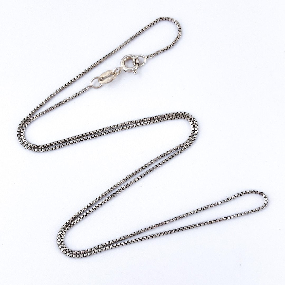 Vintage SU Sterling Silver 925 Italy Box Chain Necklace 16.5” - Etsy
