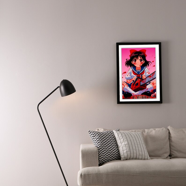 Gritty Horror Manga Art, Anime Girl With Chainsaw, Art Print for Game ...