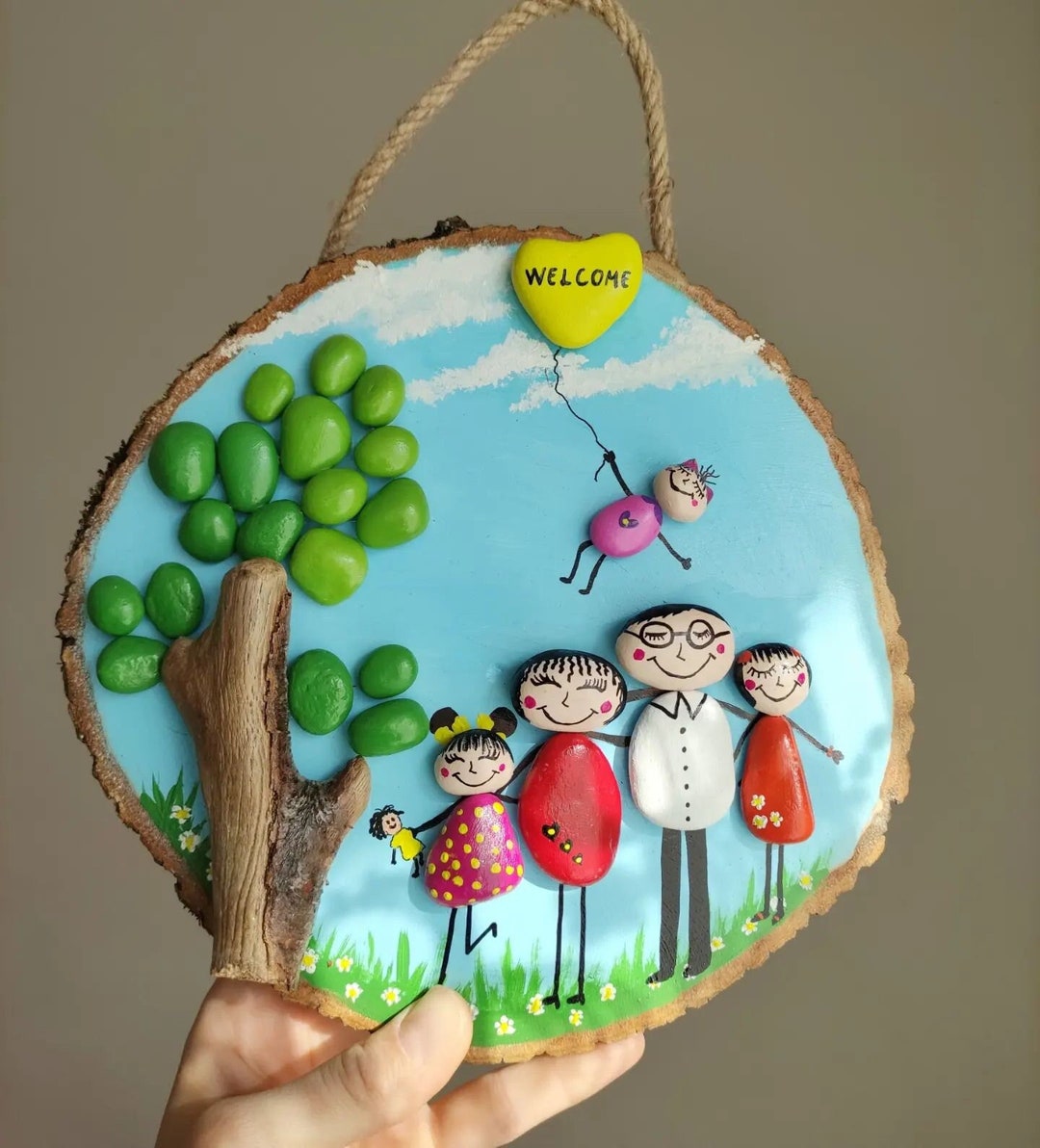 Personalized Wall Art,natural Stone Painting,stone Art,cute Wallboard ...