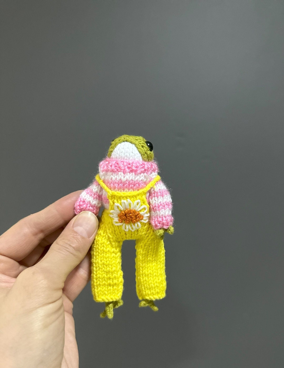 Froggie Frog Crochet,green Frog Knitted,daisy Embroidered Jumpsuit,cute ...