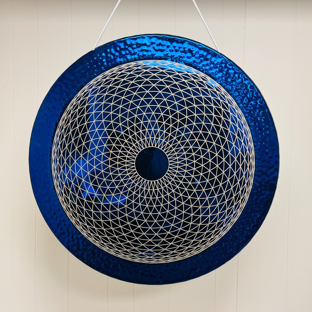 Indigo Gradient Plating Color 3D Kaleidoscope Large Nichrome Gong, 80cm ...