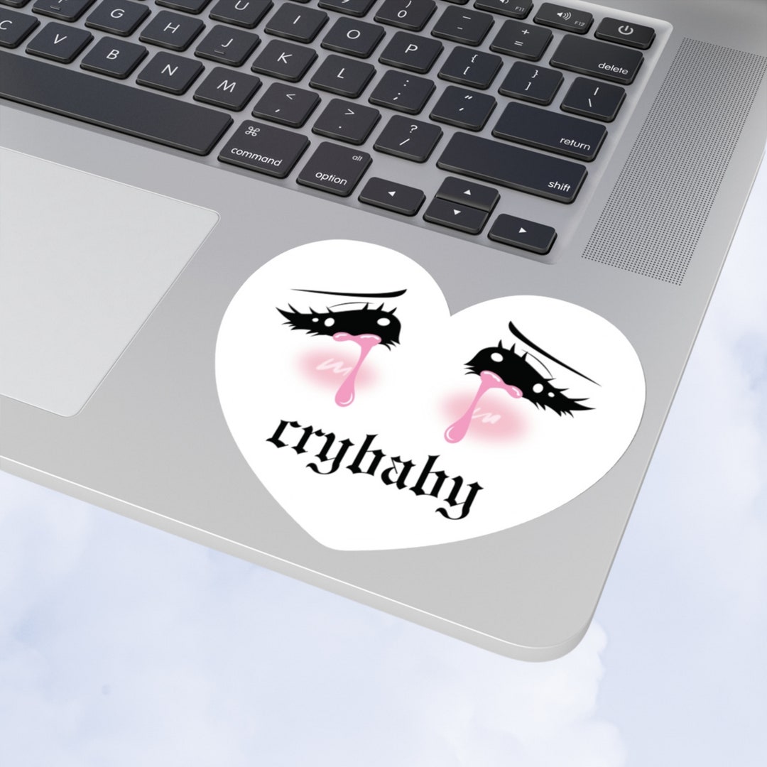 Crybaby Heart Sticker, Sad Girls Club, Coquette Y2k Sticker, Pink Anime ...