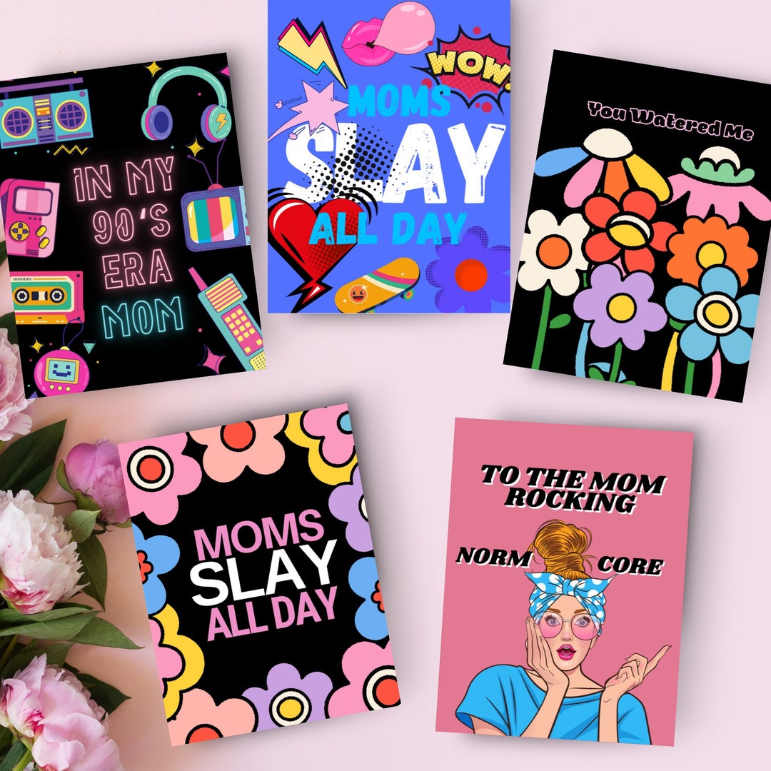 Pop Art Mother's Day Card Set: Vibrant Mom Slay Cards (5-pack) - Etsy