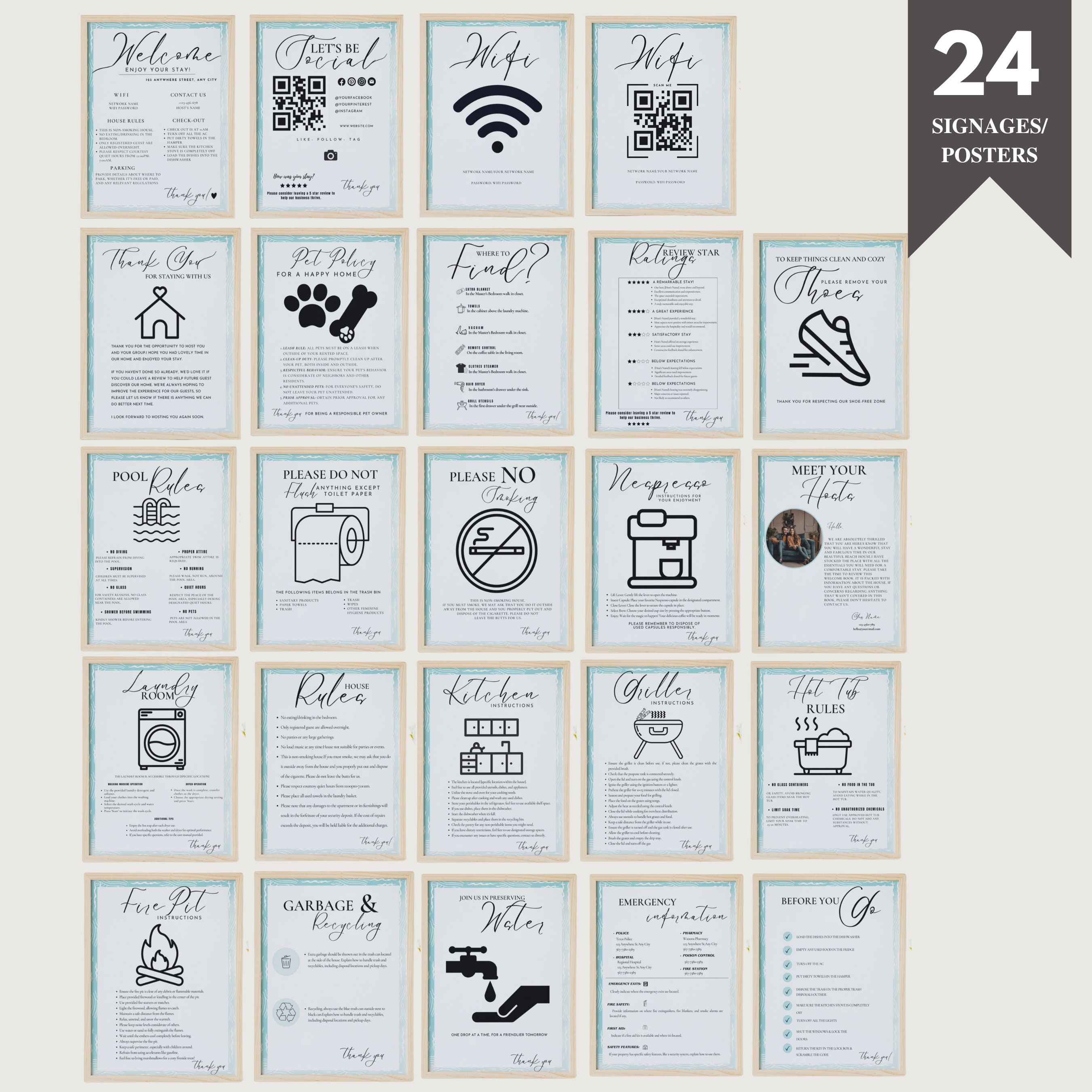 Editable Airbnb Signs Template Airbnb Sign Bundle Template Airbnb Signs ...