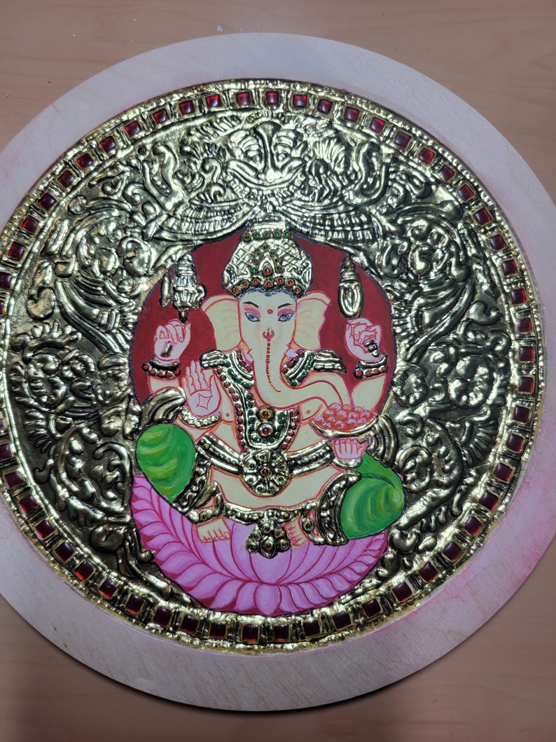 Tanjore Painting Round Ganesha - Etsy