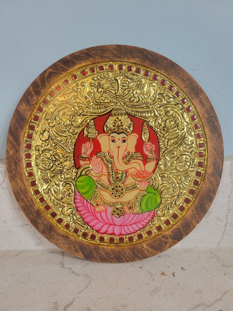 Tanjore Painting Round Ganesha - Etsy