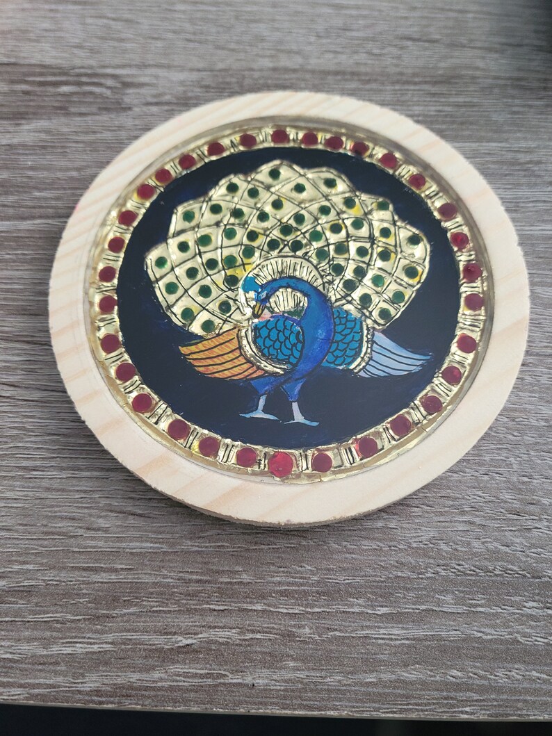 Tanjore Art -round Peacock - Etsy
