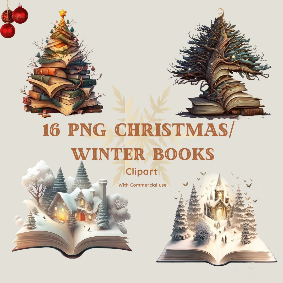 Winter Books Clipart, Winter Clipart Bundle, PNG Files, Christmas Books ...