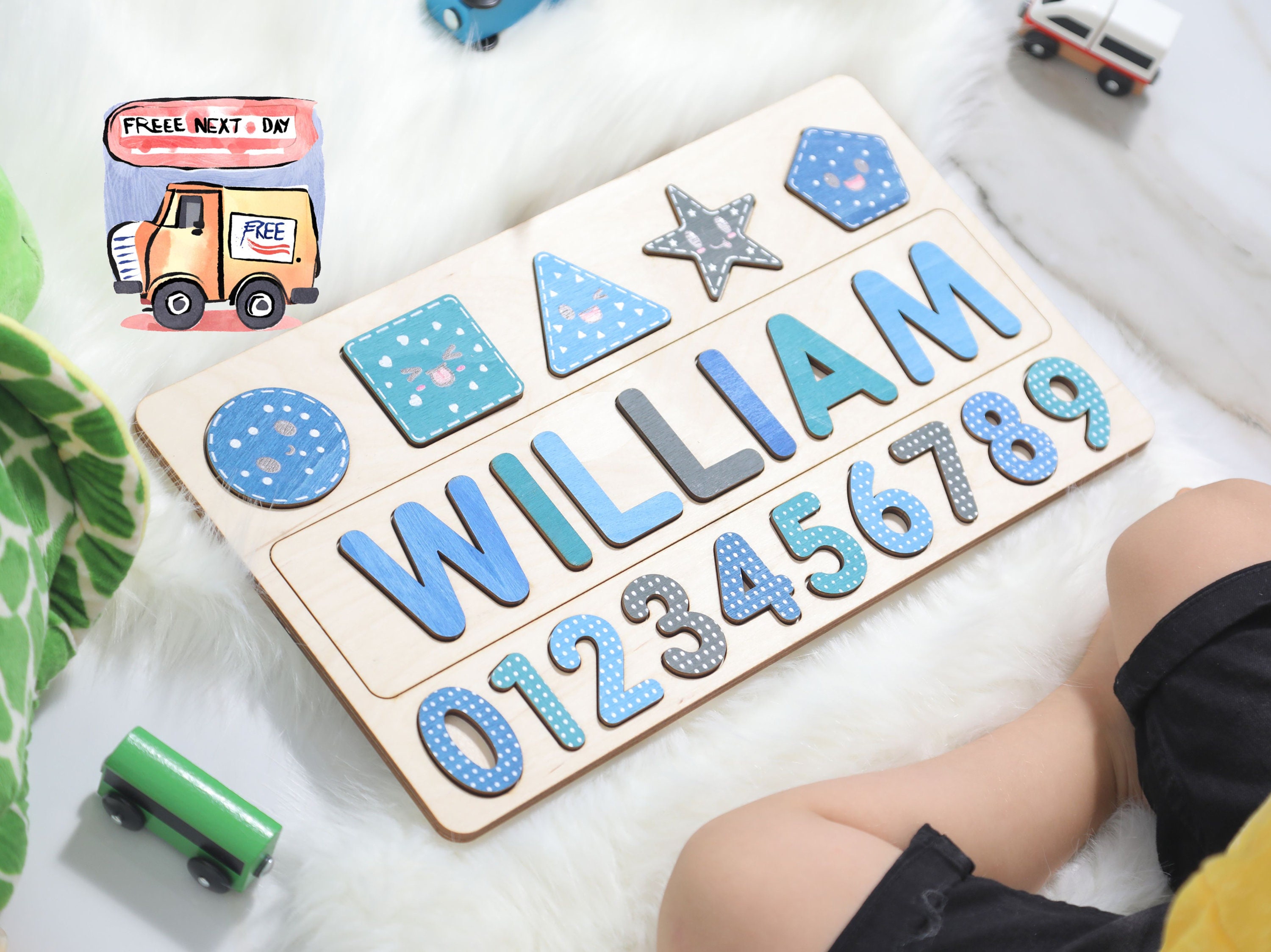Custom Name Puzzle With Shapes, Personalized Baby Gift for 1st Birthday ...