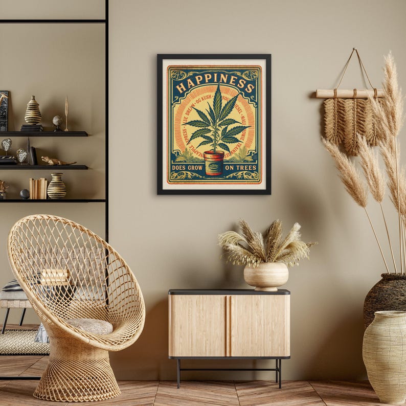 Weed Poster, Happiness Wall Art, 420 Art Print, Elevate Your Space With ...