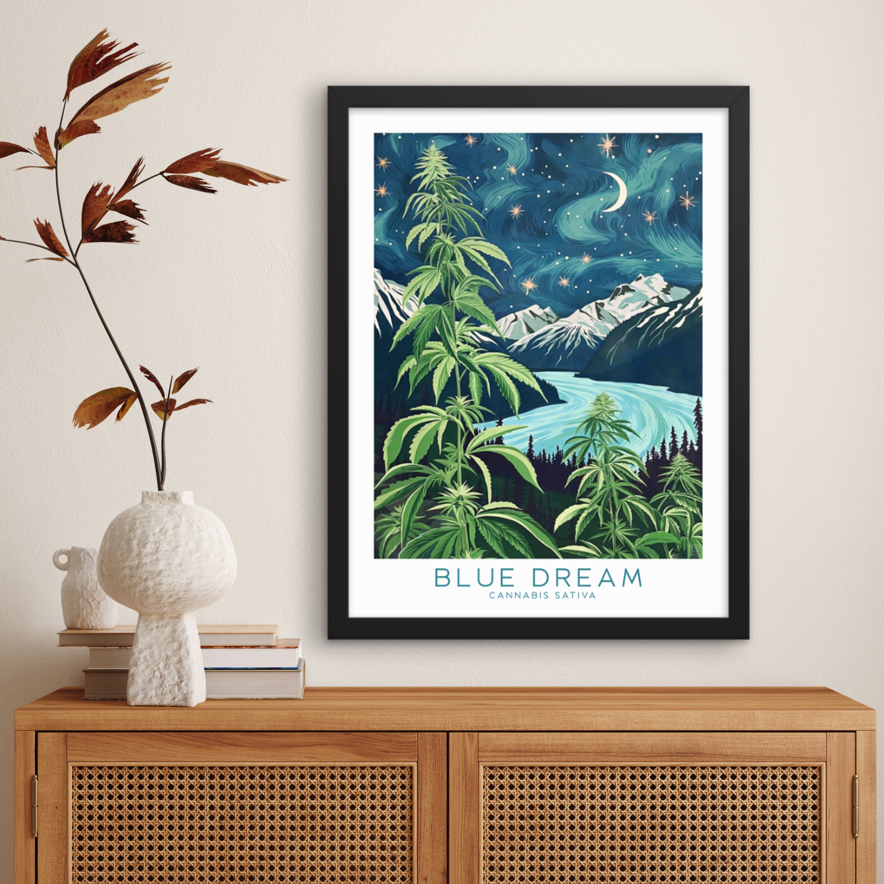 Weed Poster, Blue Dream Swirl Art Print, 420 Gift, Elevate Your Space ...