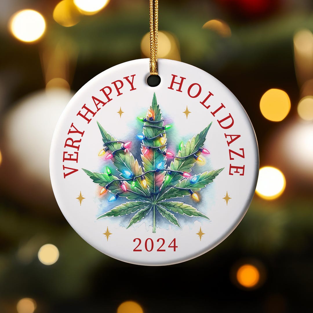 Funny Weed Christmas Ornament, Holiday Stoner Xmas Tree Decor, Ganja ...