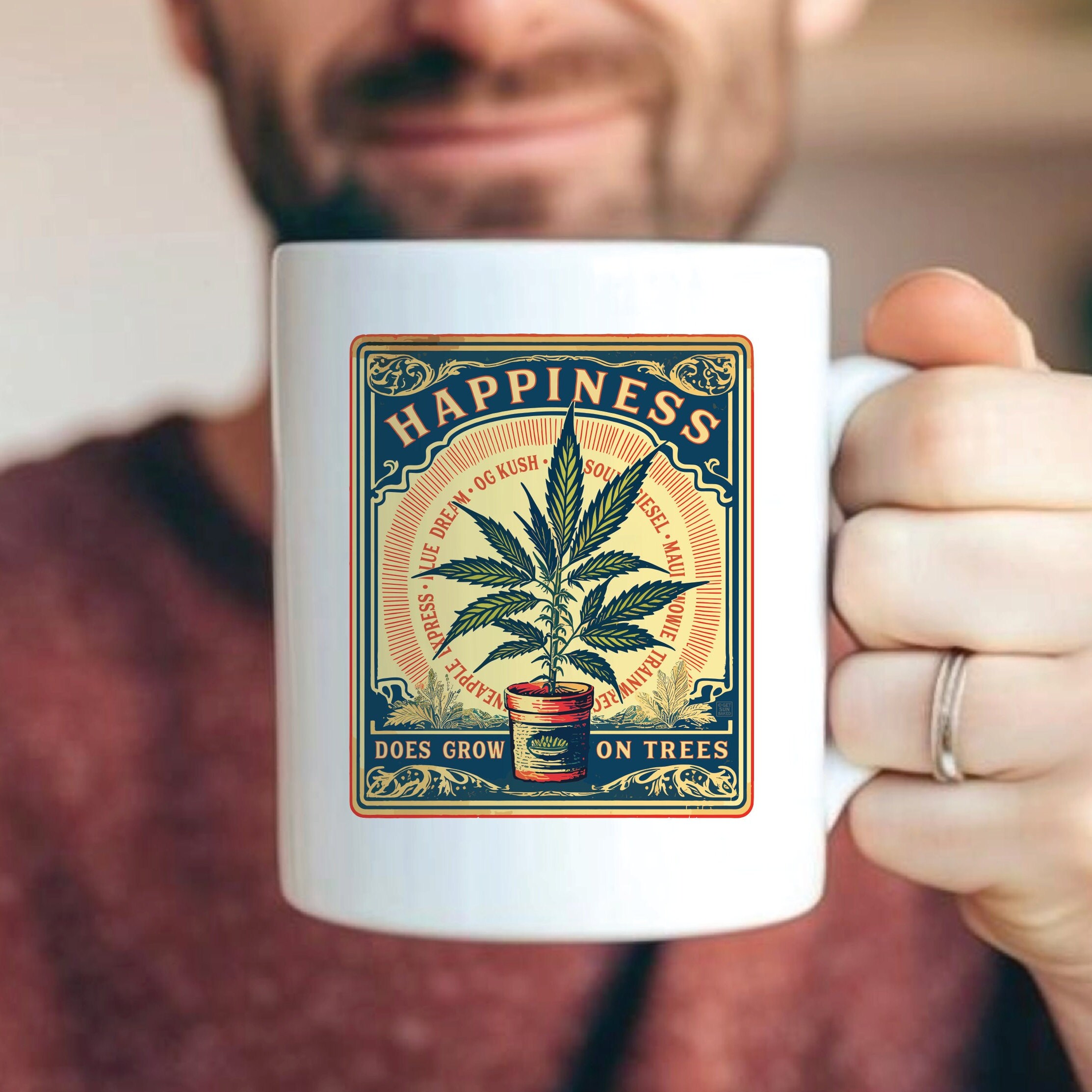 Weed Mug, Happiness Retro Coffee Cup, 420 Gift, a Vintage Style Coffee ...