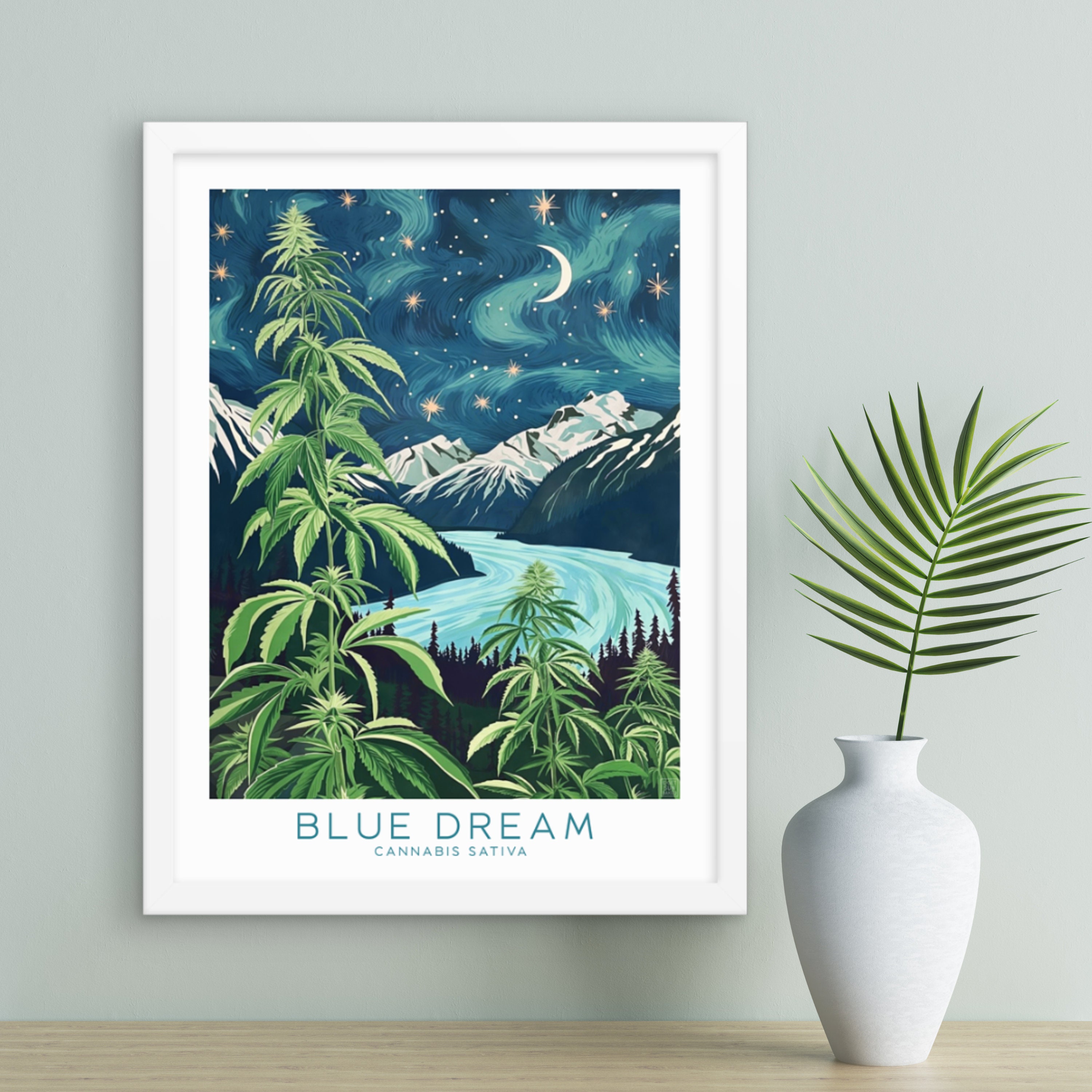Weed Poster, Blue Dream Swirl Art Print, 420 Gift, Elevate Your Space ...