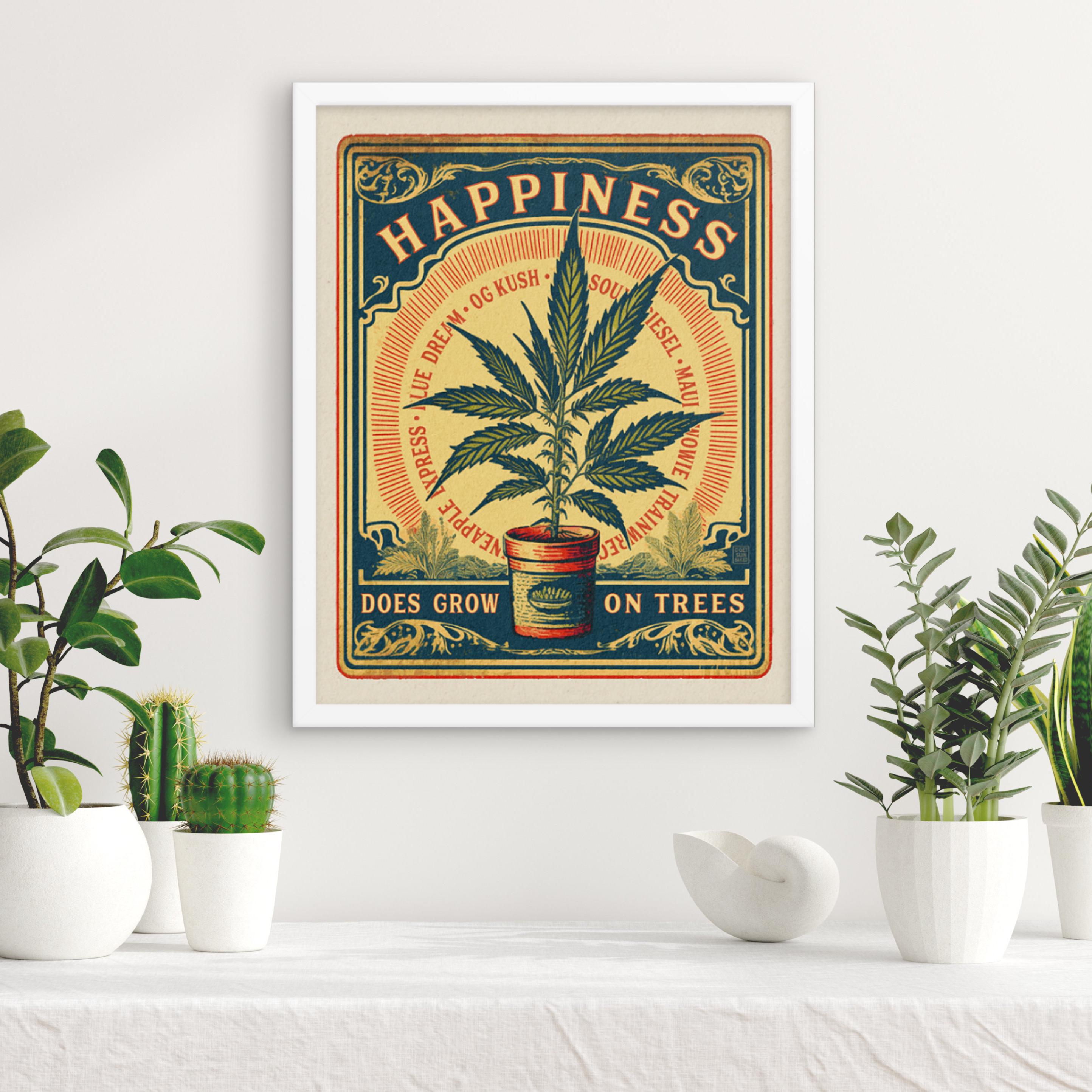 Weed Poster, Happiness Wall Art, 420 Art Print, Elevate Your Space With ...