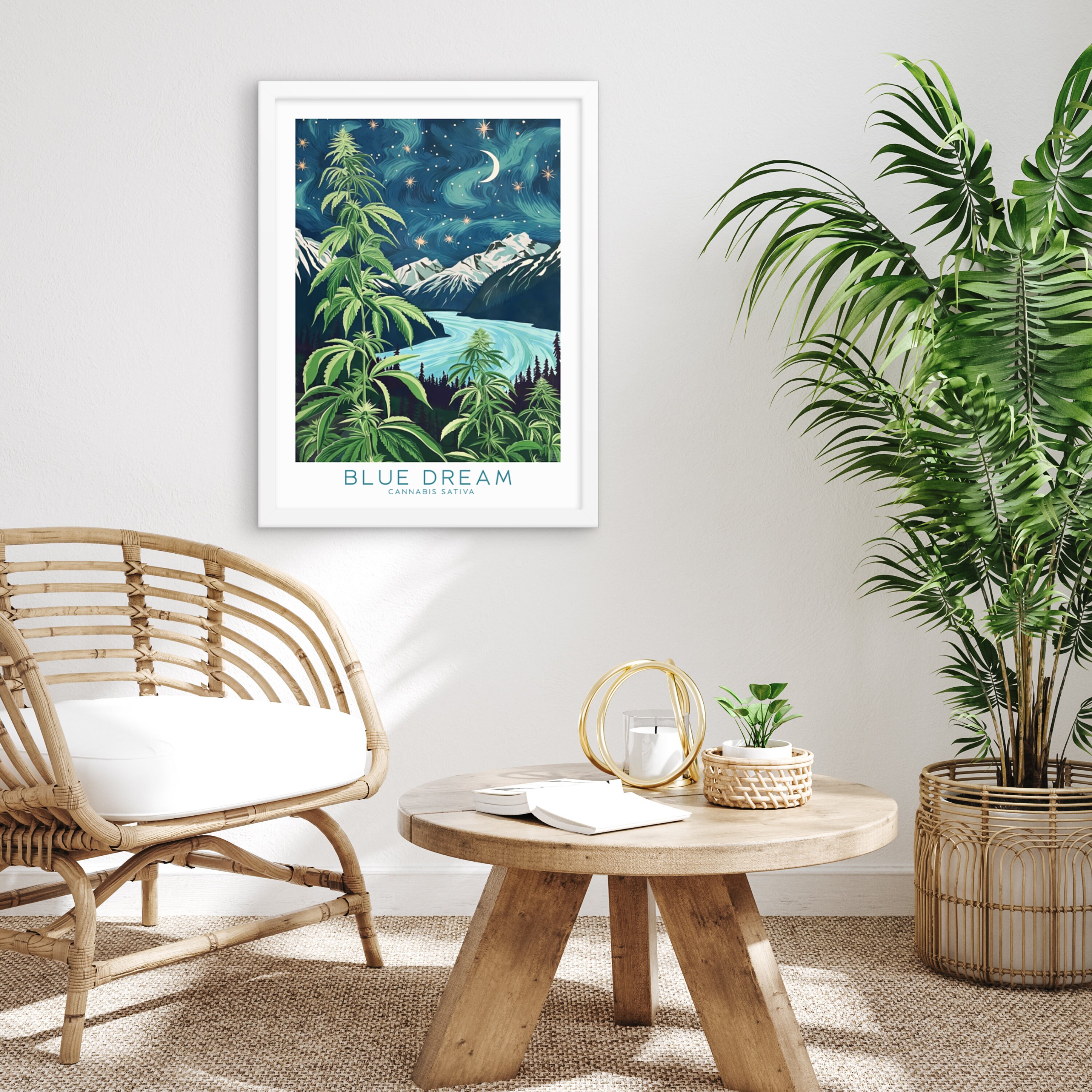 Weed Poster, Blue Dream Swirl Art Print, 420 Gift, Elevate Your Space ...
