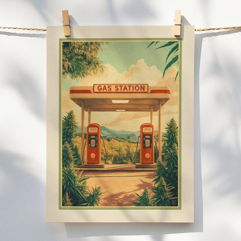 Weed Poster, Gas Station Cannabis Wall Art, Funny 420 Art Print ...