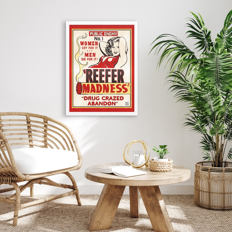 Vintage Style Weed Print, Reefer Madness Wall Art, Stoner Gift to ...