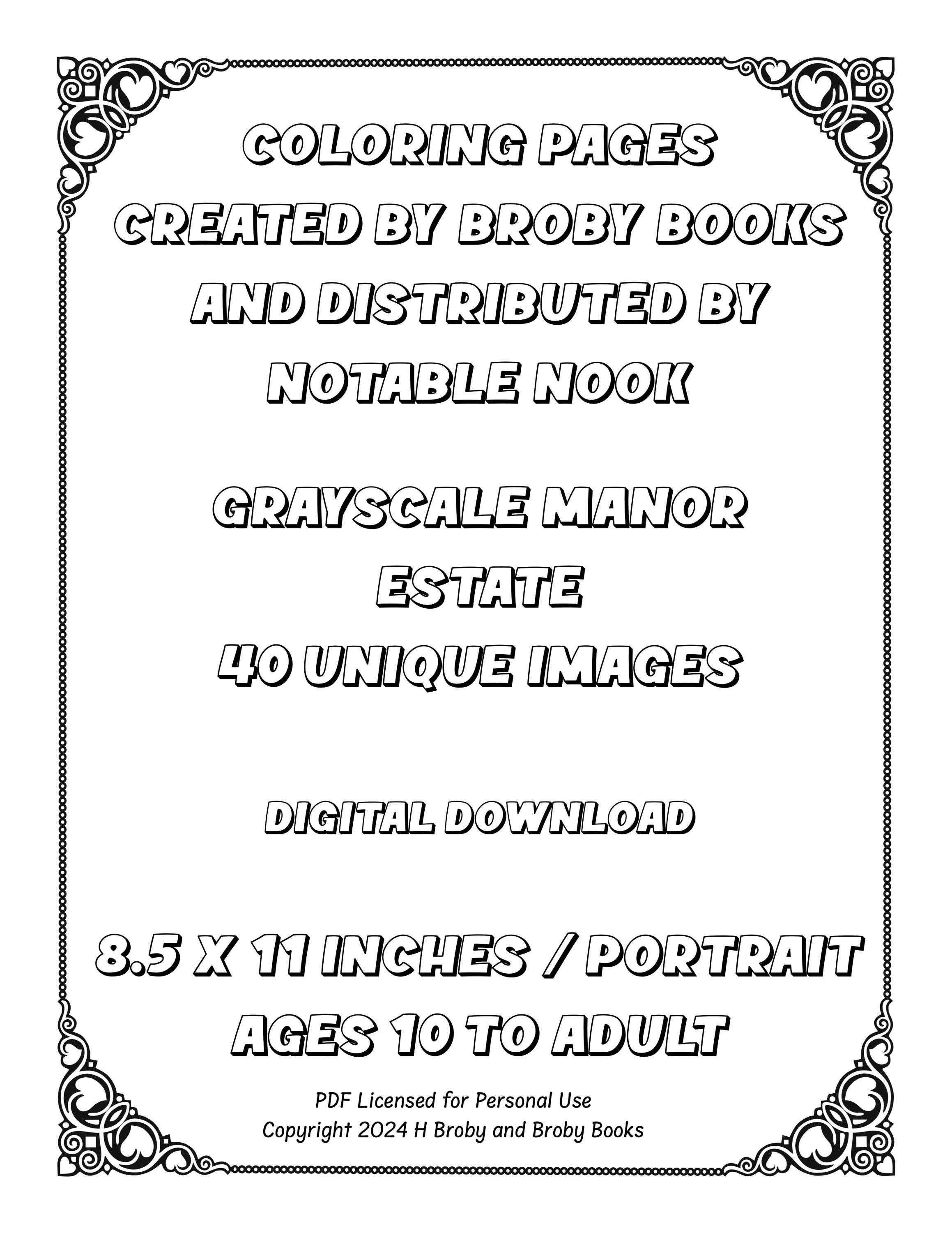 Grayscale Manor Estate Coloring Pages; Stroll Through 40 Unique ...