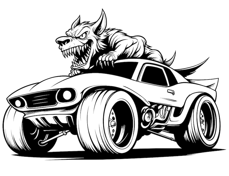 Halloween Hot Rods Coloring Pages for Ages 8 to Adult: 10 Wild and ...