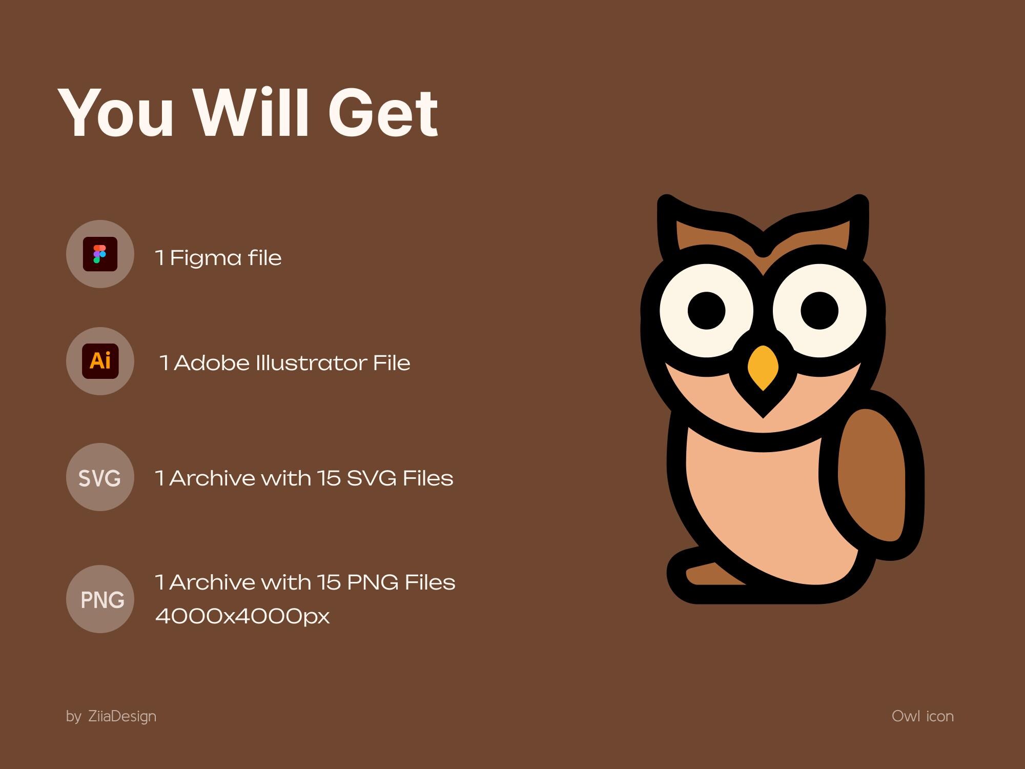 15 Owl Vector Icons Pack SVG PNG Figma Line, Fill, Color Set for ...