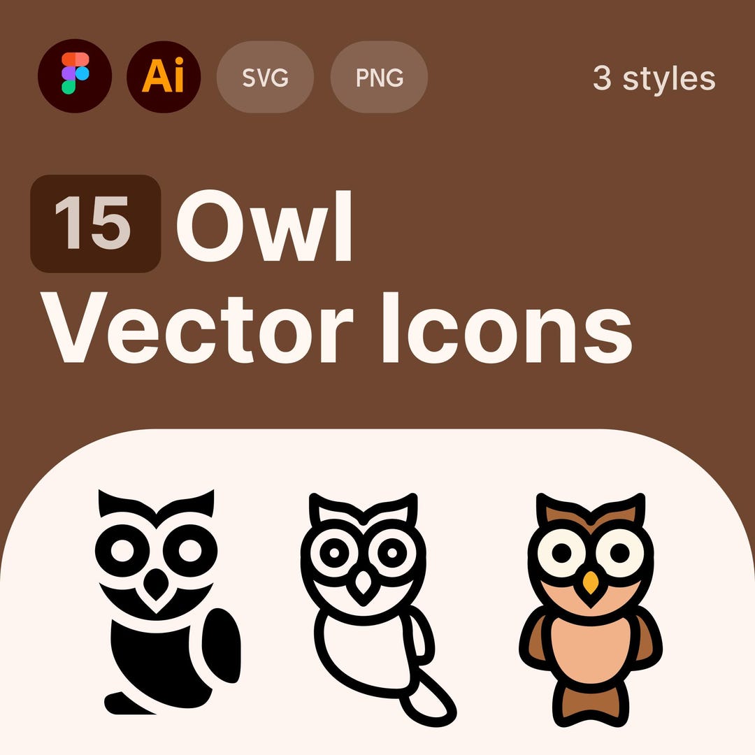 15 Owl Vector Icons Pack SVG PNG Figma Line, Fill, Color Set for ...